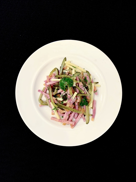 Alsace sausage salad with herb dressing